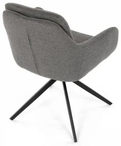 Jídelní židle 180° otočná lanýžová voděodolná látka, černý kov DCH-P3174 GREY2