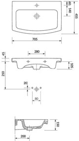 Cersanit Easy, skříňkové keramické umyvadlo, 70x45cm, K102-015