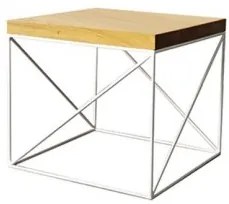 Drewmax Konferenční stůl ST376 Š55, šířka desky: 4cm, masiv dub bělený šedá lesklá