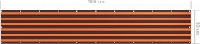 Balkónová zástěna oranžová a hnědá 90 x 500 cm oxfordská látka 134930