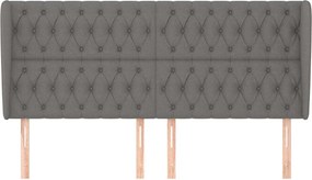 Čelo postele typu ušák tmavě šedé 203x23x118/128 cm textil 3118315