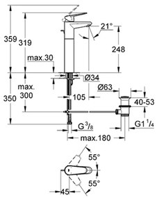 Grohe Eurodisc Cosmopolitan - Páková umyvadlová baterie DN 15 23055002