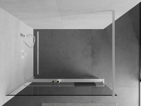 Mexen Kioto+, sprchová zástěna Walk-In s poličkou a věšákem 100 x 200 cm, 8mm čiré sklo, bílý profil, 800-100-121-20-00