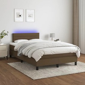 vidaXL Box spring postel s matrací a LED 120 x 200 cm textil [3133222] Barva: tmavě hnědá