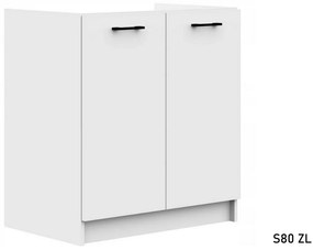 Expedo Kuchyňská skříňka dřezová KOSTA S80 ZL, 80x85,5x46, bílá