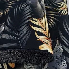Černý koberec se vzorem listů Šírka: 120 cm | Dĺžka: 180 cm