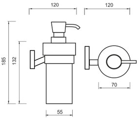 Nástěnný dávkovač tekutého mýdla keramický, pumpička plast NIMCO KEIRA KE 22031KN-26
