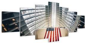 Obraz stavby s vlajkou USA (210x100 cm)