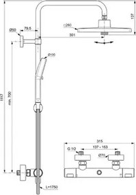 Ideal Standard Ceratherm T25+ - Sprchový set s termostatem | 26x26 cm