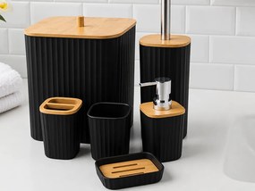 Verk Group Koupelnová sada: kartáč na toaletu, dávkovač, bambusový košík – 6 kusů