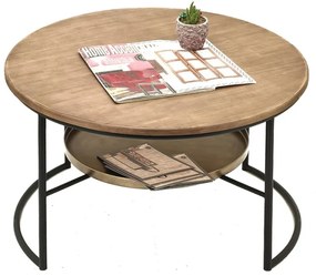 Konferenční stolek Kulatý Hnědá, Černá 81*52 cm – 81x52 cm