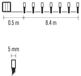 Vánoční osvětlení EMOS D4FW03 ZY2056 120LED řetěz 8,4m 3xAA teplá bílá s časovačem