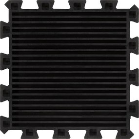 Gumové podlahové dlaždice 16 ks černé 16 mm 30 x 30 cm 155671