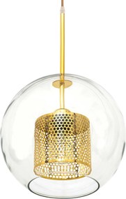 Toolight - závěsná skleněná lampa APP555-1CP 25cm, zlatá, OSW-08748