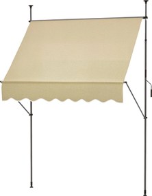 Zatahovací ruční markýza Outsunny 2x1,2 m, venkovní terasová markýza se smyčkou, nastavitelná výška 210-300 cm, bez vrtání, UV30+ ochrana pro balkon a