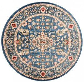 Kulatý vintage koberec v modré barvě Šířka: 100 cm