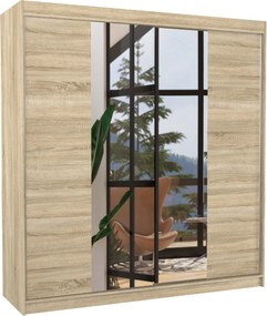 ADRK Furniture Skříň s posuvnými dveřmi a zrcadlem PERQS 200 ADRK-SW-PER-S-200