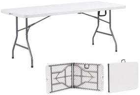 TENTino Skládací stůl 152x76 cm PŮLENÝ, bílý, STL152P