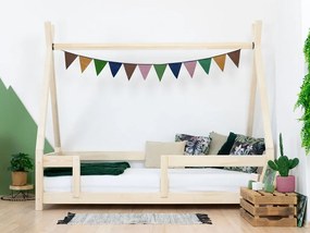 Benlemi Dětská dřevěná postel NAKANA ve tvaru teepee s bočnicí Zvolte barvu: Světle šedá, Zvolte rozměr: 80x160 cm