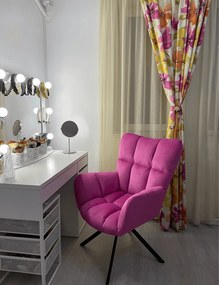 Designové otočné křeslo, růžová Velvet látka / černá, KOMODO