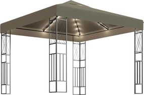 Altán se světelnými LED řetězy 3 x 3 m taupe textil 3070330