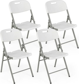 Costway Sada skládacích židlí 4 židlí pro hosty s kovovým rámem a madlem