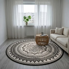 Koberec NOVO Mandala černý / bílý kruh