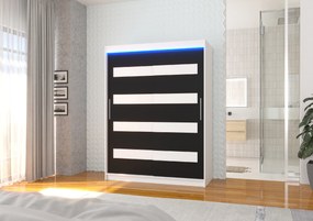 ADRK Furniture Posuvná skříň s lacobelem a LED osvětlením MARTINEZ 150 ADRK-SW-MAR-WBWL-150-L