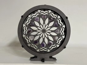 Li-Go "Srdce, ametystová mandala" Stolní lampa 20x22 cm černá s patinou