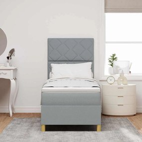 Postel s boxspringem s čelo Světle šedá 80 x 200 cm textil 3339651