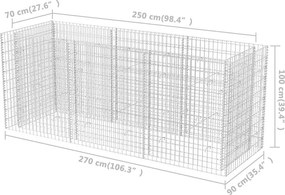 Gabionový vyvýšený záhon ocel 270 x 90 x 100 cm 142554