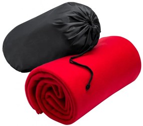 Skládací fleecová deka ve stahovacím vaku 120 x 150 cm,  červená
