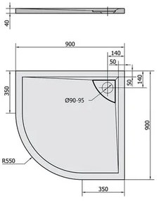 Polysan Cover Lussa Sprchová vanička se záklopem, 900x900 mm, R550, bílá 71602