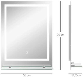 kleankin koupelnové zrcadlo s osvětlením, nástěnné zrcadlo se 3 barvami světla, IP44, osvětlené zrcadlo s dotykovým spínačem, paměťová funkce, koupel…