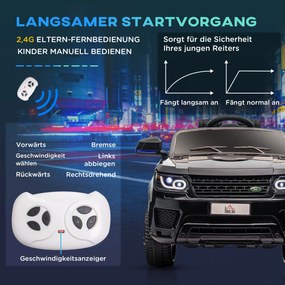 HOMCOM Dětské elektrické autíčko, s dálkovým ovládáním 2,4 G, s bezpečnostními pásy, hudbou, klaksonem, světlomety, dětské autíčko do 5 km/h, pro 3-5…