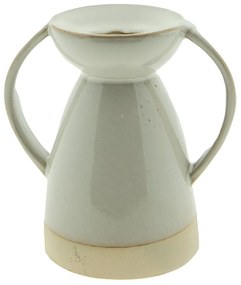 Béžový porcelánový svícen na úzkou svíčku Chrie - 12*8*13 cm