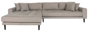 House Nordic Pohovka Lounge Sofa, levá strana v kamenné barvě se čtyřmi polštáři a černými dřevěnými nohami, HN1030