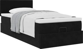 Osmanský rám postele s matrací černá 90x200cm samet 3311677