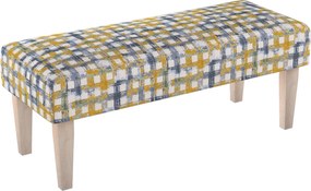 Dlouhá lavička 100x40cm barva modrá látka pletený vzor, vzorované
