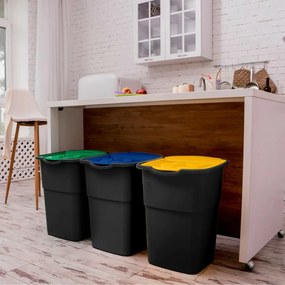 Koš na tříděný odpad Eco 3 Master 50 l BLACK, 3 ks
