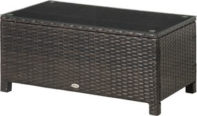 Outsunny Zahradní Boční Stolek Kávový Stolek Patio Poly Rattan Hnědý 85 x 50 x 39 cm