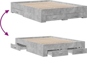 Rám postele se zásuvkami betonově šedý 140 x 190 cm kompozit 3280401