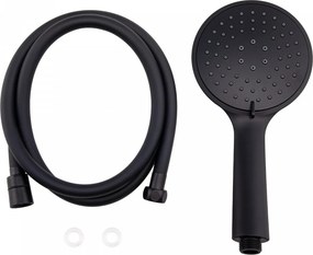 Erga Wemi, 3-funkční ruční sprcha s hadicí 150 cm, 12,5 × 14 cm, černá matná, ERG-YKA-BP.WEMI-BLK