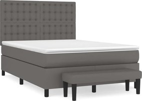 Box spring postel s matrací šedá 140 x 190 cm umělá kůže 3137663
