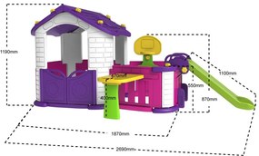 Dětský zahradní domeček se skluzavkou 117 cm  5 v 1 CHD-356 Fialový