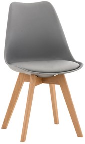 Židle Linares ~ plast, dřevěné nohy natura - Šedá