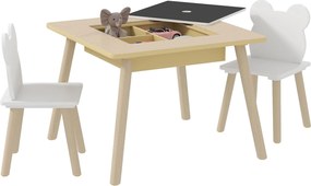 AIYAPLAY dětský stůl se 2 židlemi — dětská sada s úložným prostorem a výklopnou deskou (3–6 let) | Aosom