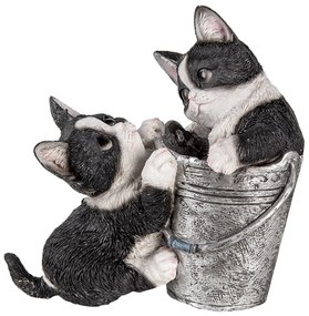 Dekorativní soška koťátek v kbelíku - 23*13*18 cm