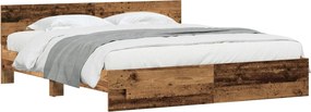 Rám postele s čelem s čelo Staré dřevo 203 x 185 x 70 cm 3378499