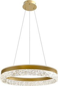 Glamour LED lustr do obývacího pokoje Frozi zlatý s krystaly